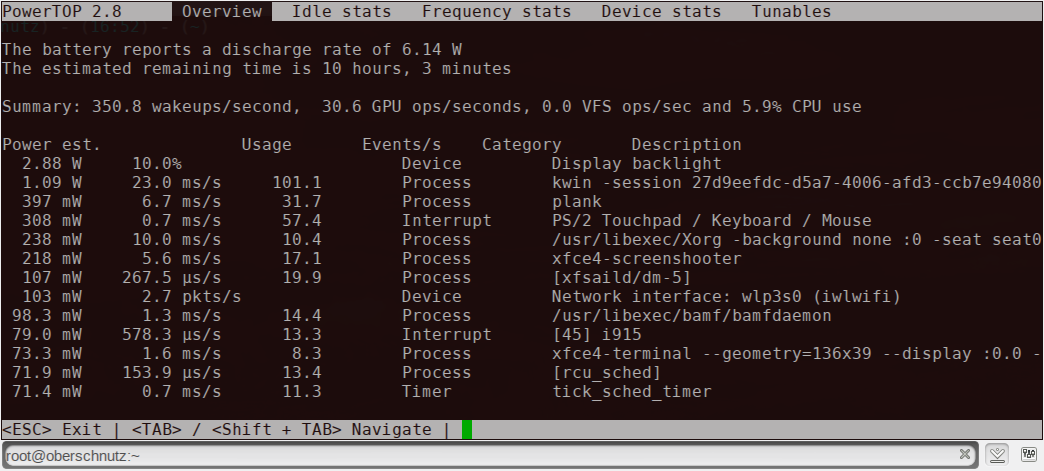 Linux Laptop Power Tuning with Powertop and Friends | hobo.house